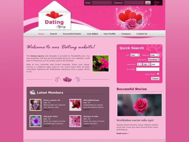 Free HTML Template: Dating Agency - Free HTML Templates, Free CSS ...