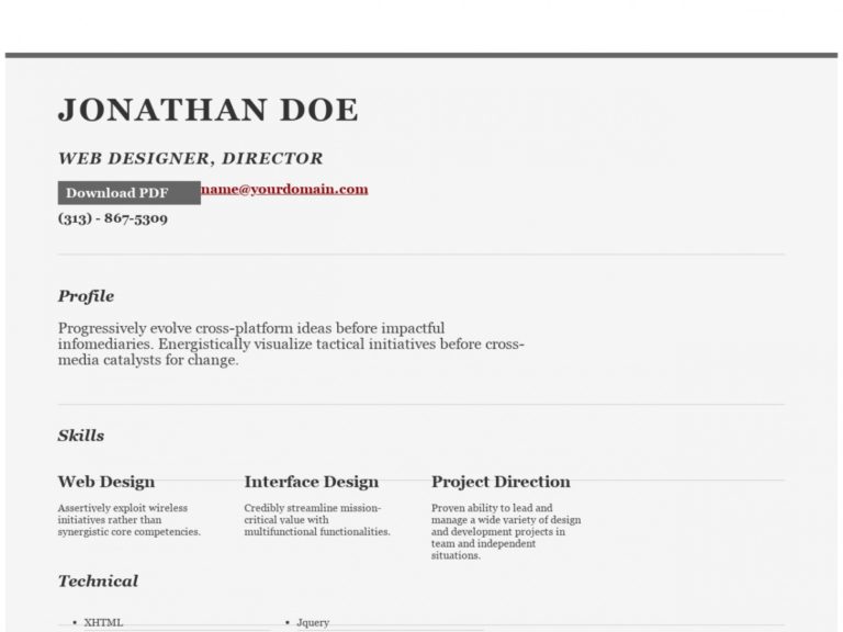 Free HTML Template: Sample Resume - Free HTML Templates, Free CSS ...
