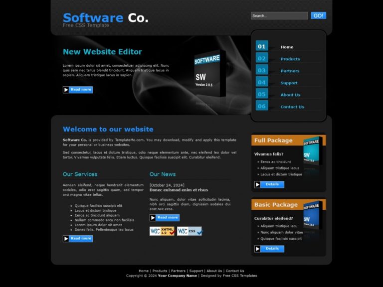 Free HTML/CSS Templates for Downloading: Software Co - Free HTML ...
