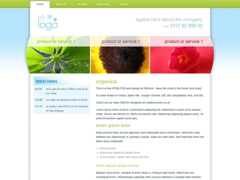 Free HTML/CSS Templates for Downloading: Organica - Free HTML Templates ...