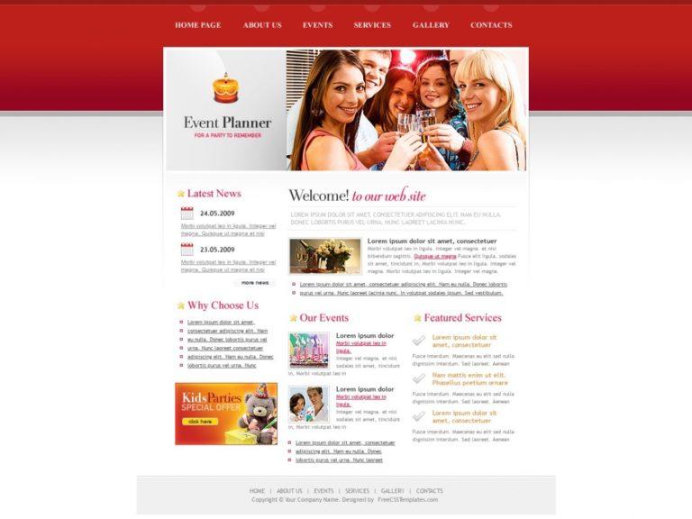 Plantillas HTML/CSS para Descargar Gratis: Event Planner - Plantillas ...