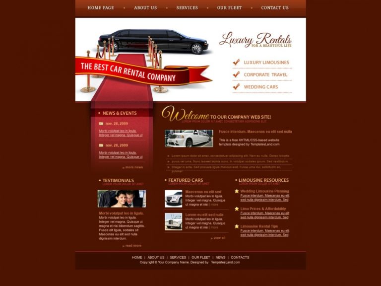 Free HTML/CSS Templates for Downloading: Luxury Car Rental - Free HTML ...