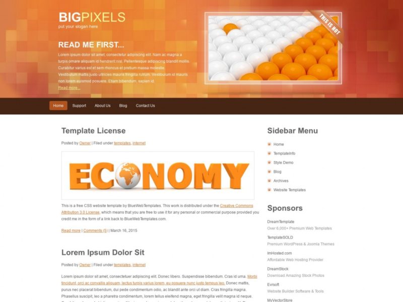 Plantilla Web Simple Gratuita: Bigpixels - Plantillas HTML Gratuitas