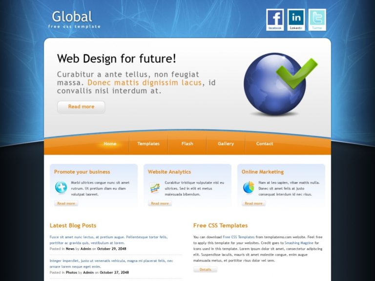 Free HTML/CSS Template: Global Business - Free HTML Templates, Free CSS ...