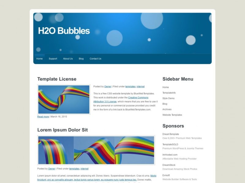 Free HTML Template: H2o Bubbles - Free HTML Templates, Free CSS ...