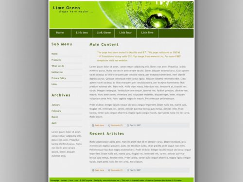 HTML/CSS Templates for Free: Lime Green - Free HTML Templates, Free CSS ...