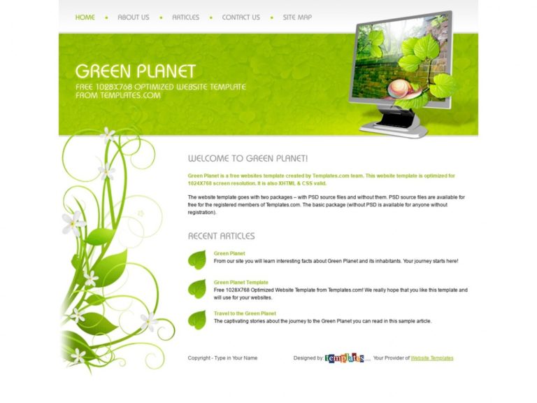 Plantilla Web Simple Gratuita: Green Planet - Plantillas HTML Gratuitas