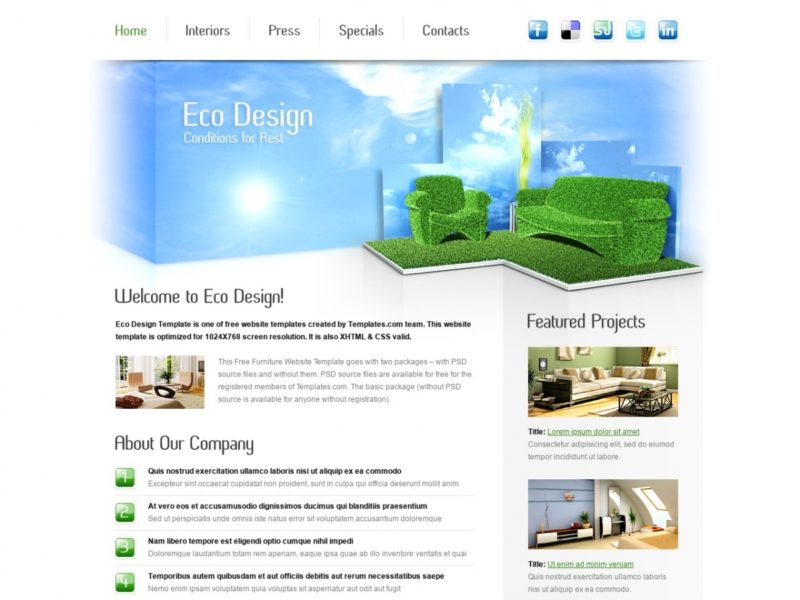 Free HTML/CSS Template: Eco Design - Free HTML Templates, Free CSS ...