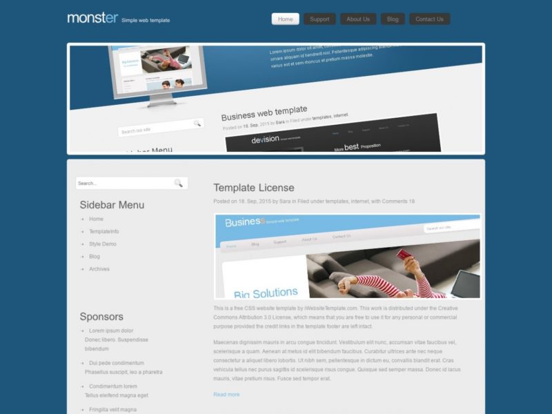 Free HTML/CSS Templates for Downloading: Monster - Free HTML Templates ...