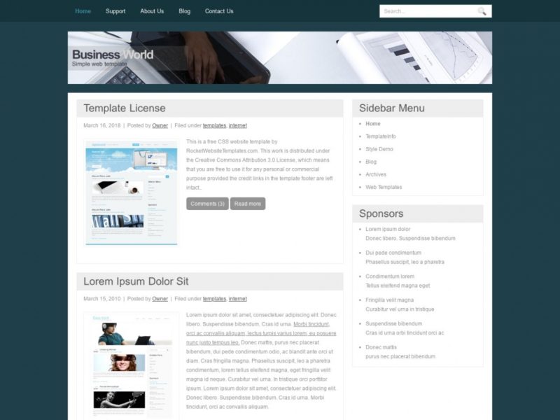 Free HTML/CSS Templates for Downloading: Business World - Free HTML ...