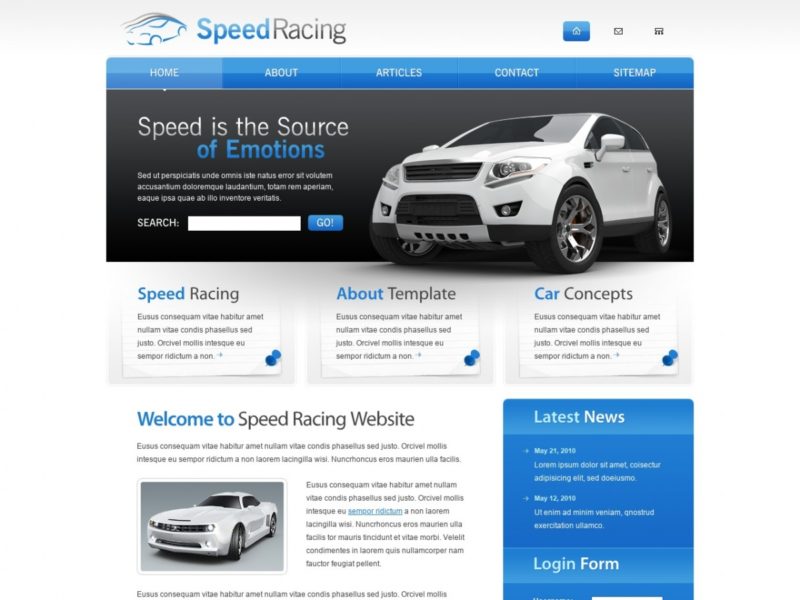 Free HTML/CSS Templates for Downloading: Speedracing - Free HTML ...