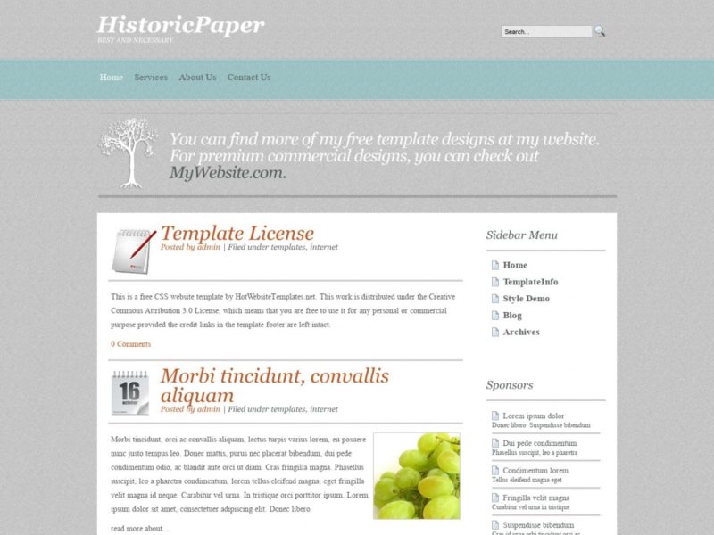 Free HTML Templates for Downloading: Historicpaper - Free HTML ...