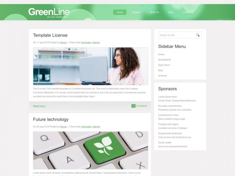 Free HTML/CSS Templates for Downloading: Greenline - Free HTML ...
