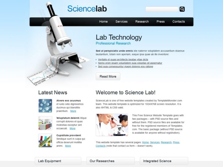 Download free HTML/CSS Template: Sciencelab - Free HTML Templates, Free ...