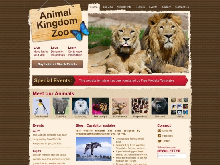 HTML Templates for Free: Animal Kingdom Zoo - Free HTML Templates, Free ...