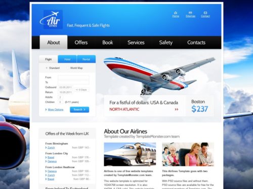 HTML/CSS Templates for Free: Airlines - Free HTML Templates, Free CSS ...