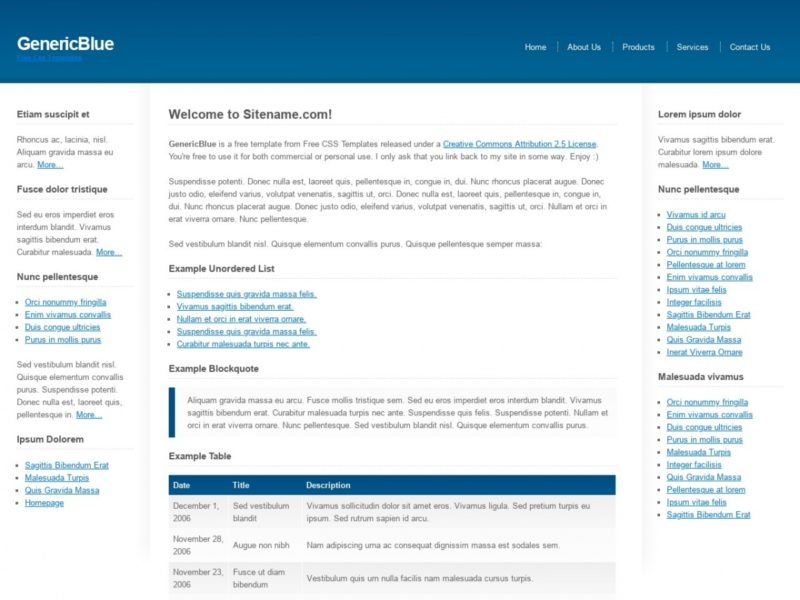 Download HTML/CSS Templates for Free: Genericblue - Free HTML Templates ...
