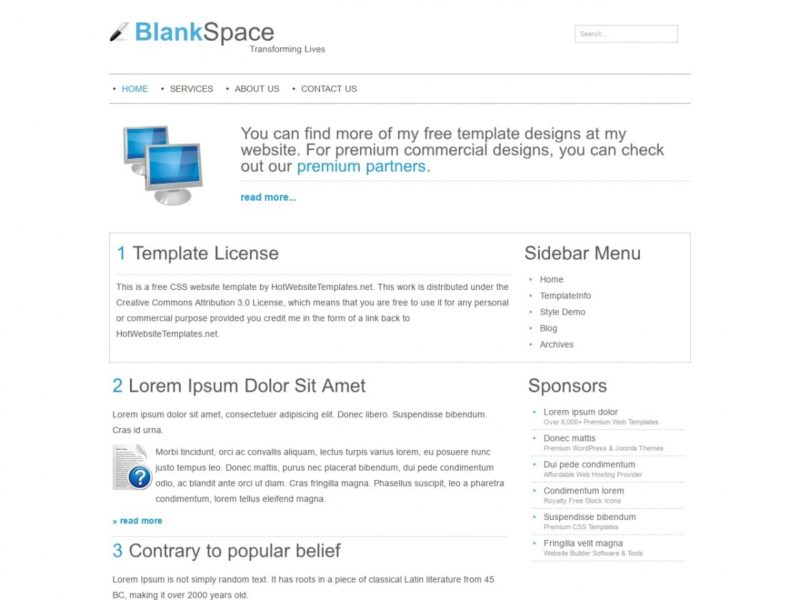 Download free HTML/CSS Template: Blankspace - Free HTML Templates, Free ...
