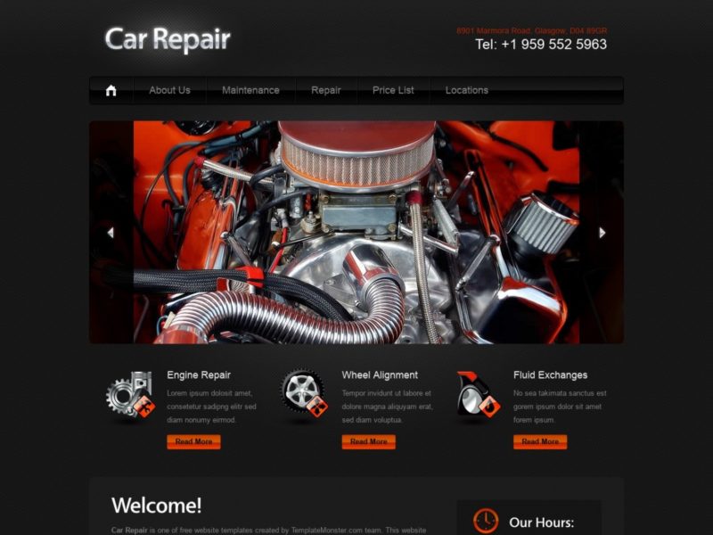 Free HTML/CSS Template: Car Repair - Free HTML Templates, Free CSS ...