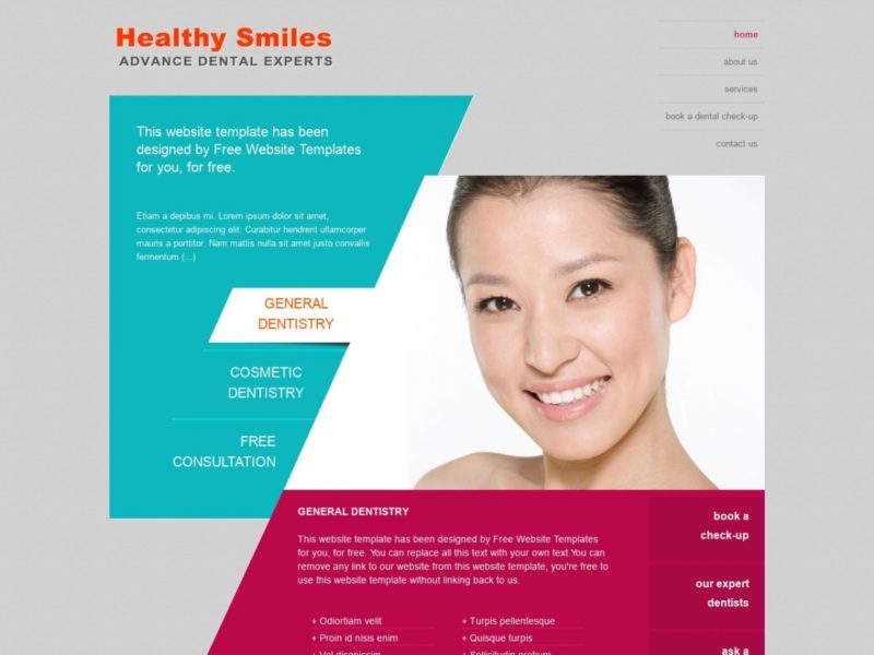 Free HTML/CSS Templates for Downloading: Healthy Smiles - Free HTML ...