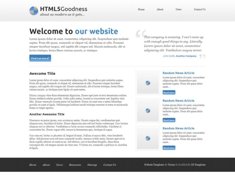 HTML/CSS Templates for Free Downloading: Html5 Goodness - Free HTML ...