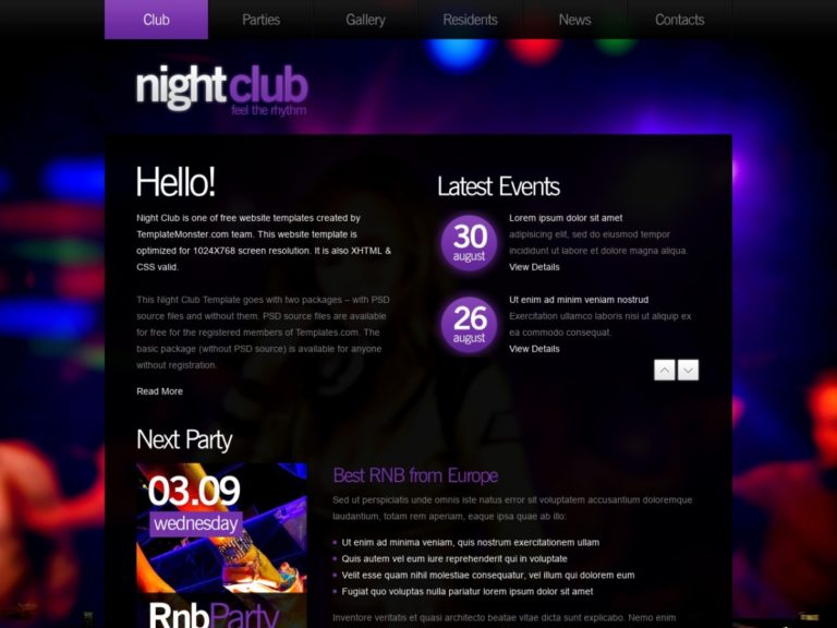 Free HTML Template: Nightclub - Free HTML Templates, Free CSS Templates ...