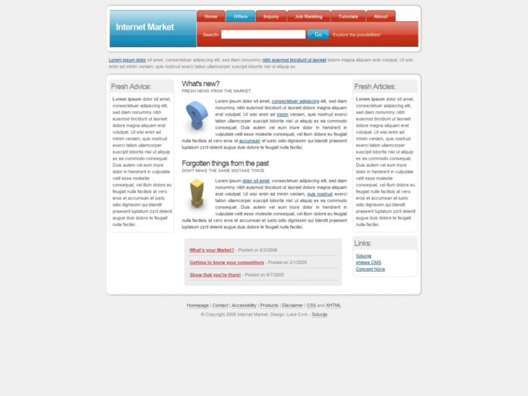 Free HTML/CSS Template: Internet Market - Free HTML Templates, Free CSS ...