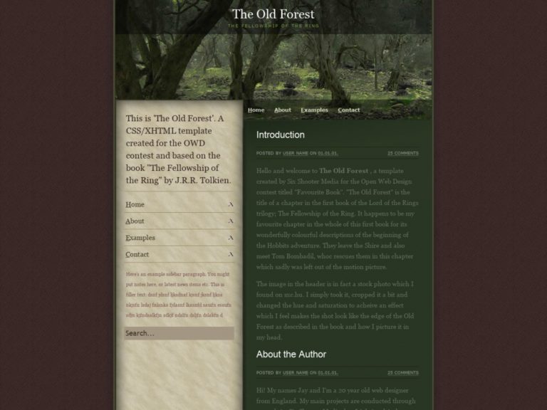 HTML/CSS Templates for Free: The Old Forest - Free HTML Templates, Free ...