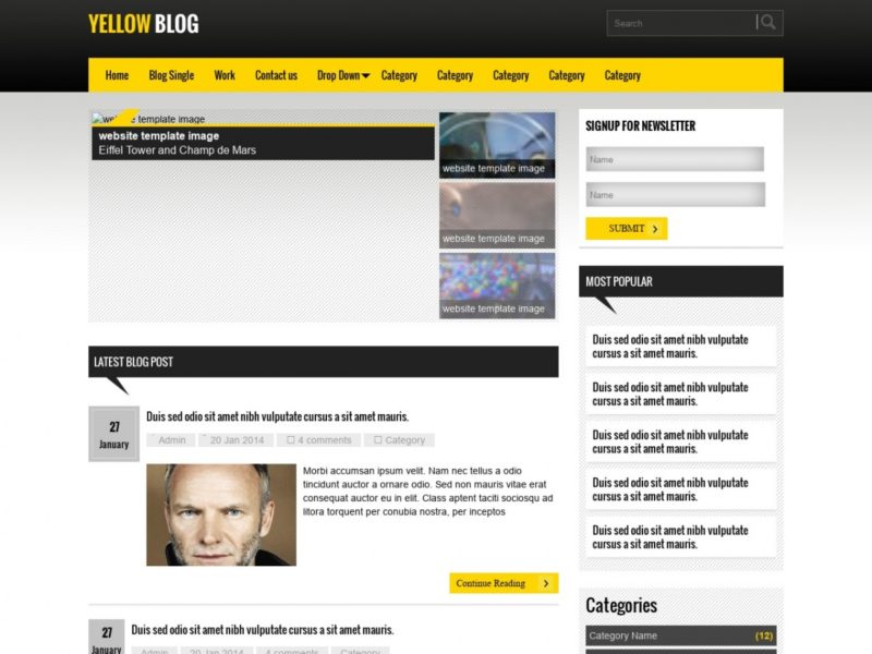 HTML Templates for Free Downloading: Yellow Blog - Free HTML Templates ...