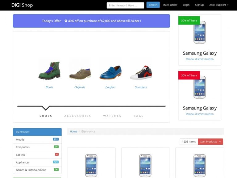 Plantillas HTML/CSS Gratis para Descargar: Digishop Mini - Plantillas HTML Gratuitas