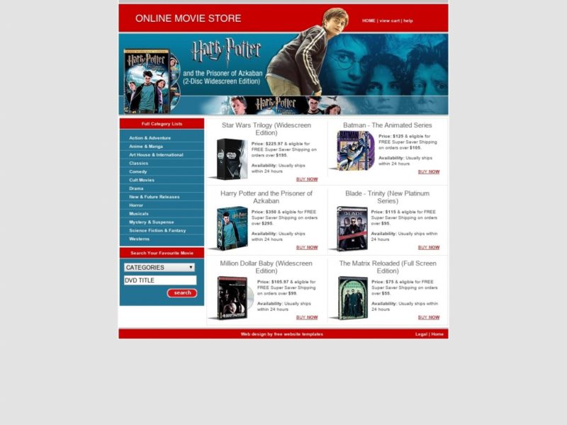 Free HTML/CSS Template: Online Movie Store - Free HTML Templates, Free ...