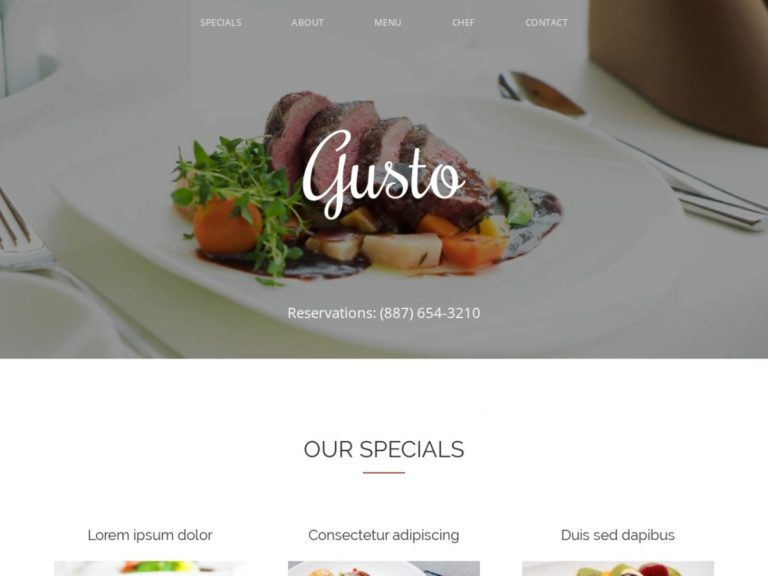 Free Simple Web Template: Gusto - Free HTML Templates, Free CSS ...