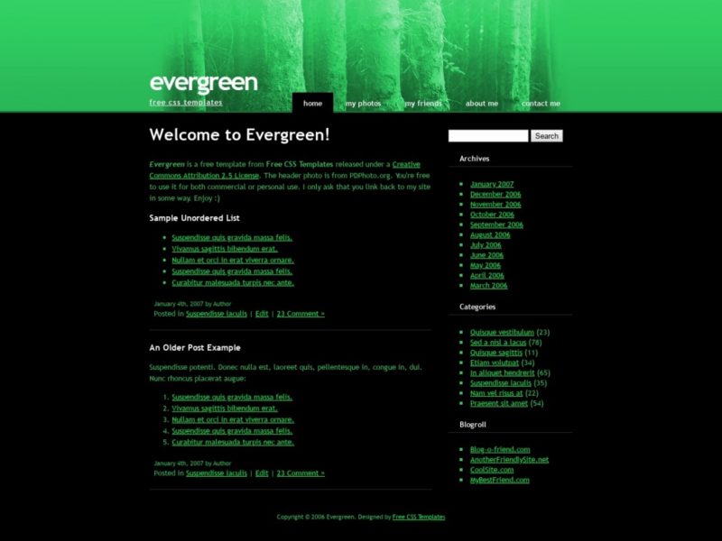 Download free HTML/CSS Template: Evergreen - Free HTML Templates, Free ...
