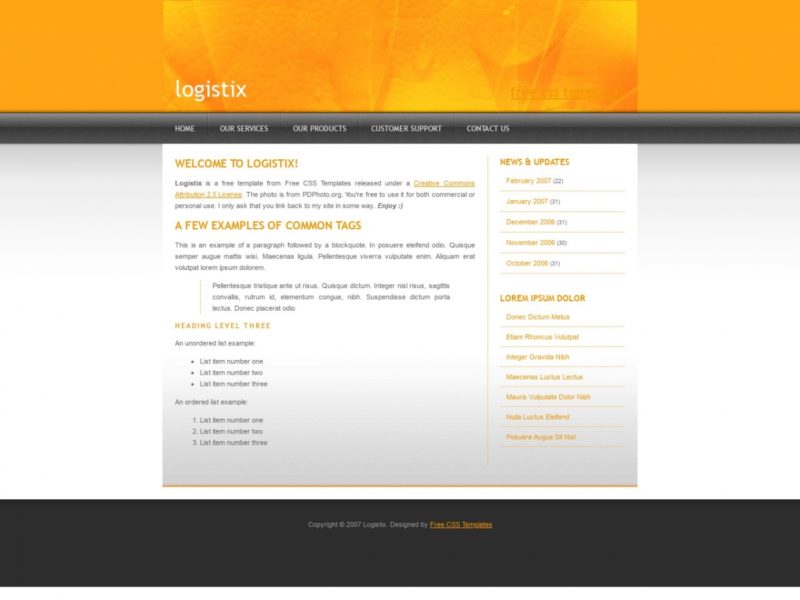HTML/CSS Templates for Free Downloading: Logistix - Free HTML Templates ...