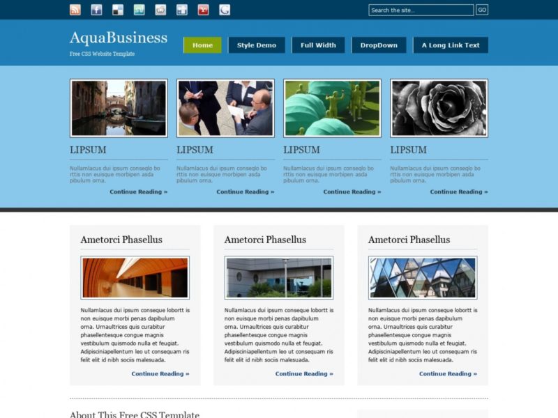 Free HTML/CSS Template: Aquabusiness - Free HTML Templates, Free CSS ...