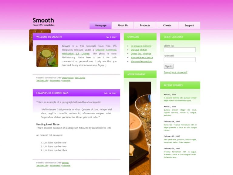 Free HTML Template: Smooth - Free HTML Templates, Free CSS Templates ...