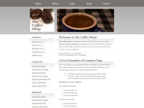 Download HTML/CSS Templates for Free: The Coffee Shop - Free HTML ...