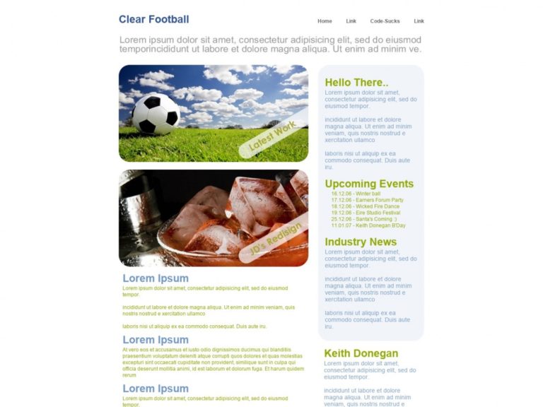 Free HTML Template: Clear Football - Free HTML Templates, Free CSS ...