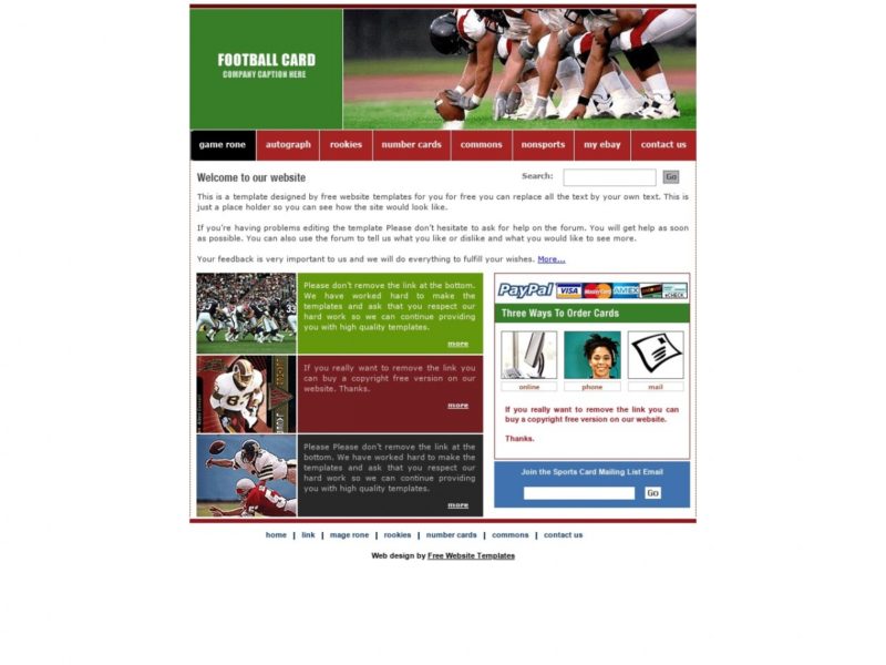 Free HTML/CSS Template: Football Card - Free HTML Templates, Free CSS ...