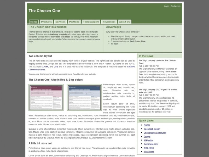 Free HTML/CSS Templates for Downloading: The Chosen One - Free HTML ...