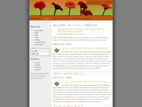 Plantillas HTML/CSS Gratis para Descargar: Floral - Plantillas HTML ...