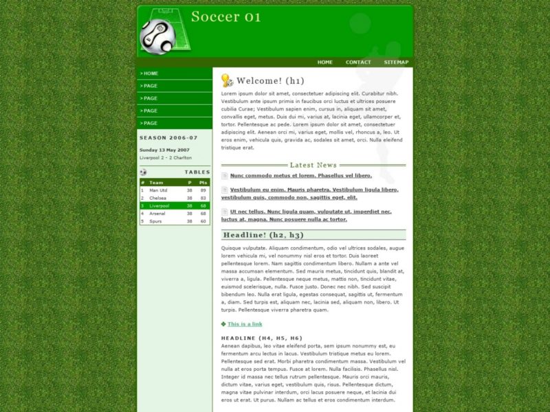 Plantilla HTML/CSS Gratis: Soccer 01 - Plantillas HTML Gratuitas