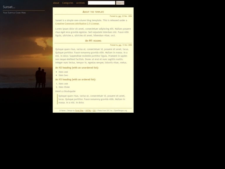 Download HTML/CSS Templates for Free: Sunset - Free HTML Templates ...