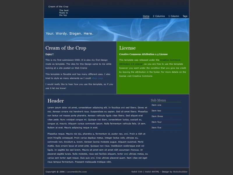 Free HTML/CSS Templates for Downloading: Cream Of The Crop - Free HTML ...