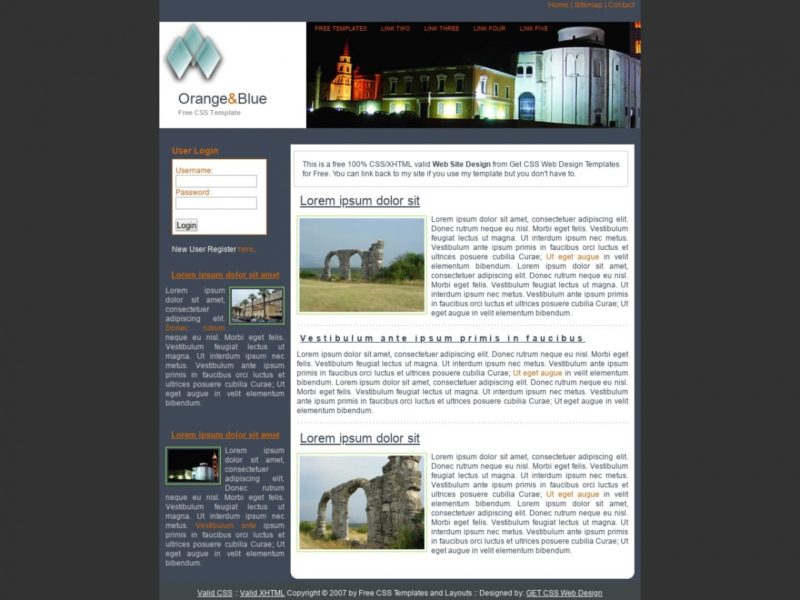 Plantilla HTML/CSS Gratis: Orange And Blue - Plantillas HTML Gratuitas