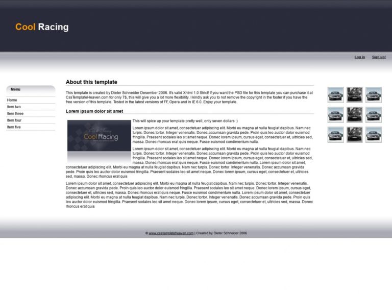 Free HTML/CSS Templates for Downloading: Cool Racing - Free HTML ...