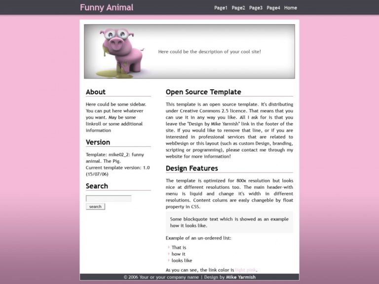 HTML/CSS Templates for Free Downloading: Funny Animal - Free HTML ...