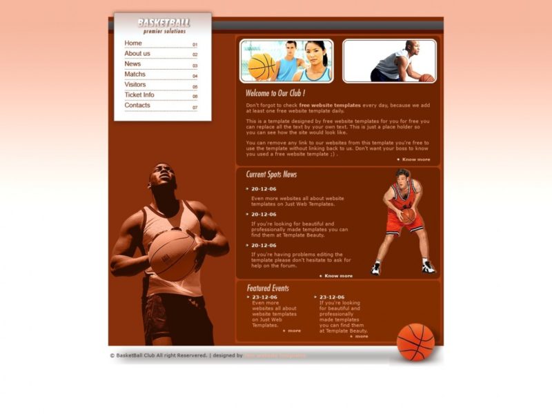 Free HTML/CSS Template: Basketball - Free HTML Templates, Free CSS ...