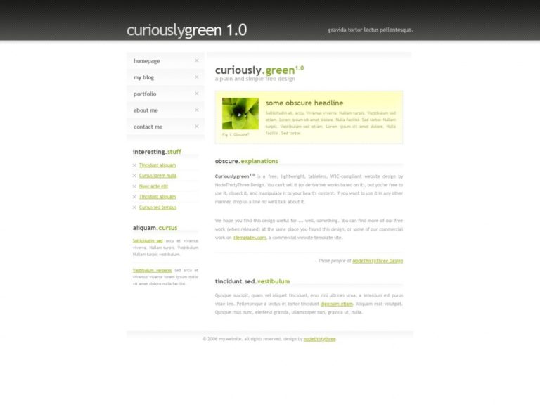 HTML/CSS Templates for Free: Curiously Green 1.0 - Free HTML Templates ...