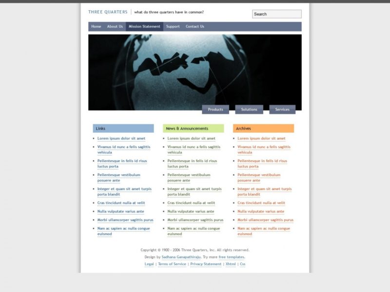 Plantilla HTML/CSS Gratis: Three Quarters - Plantillas HTML Gratuitas